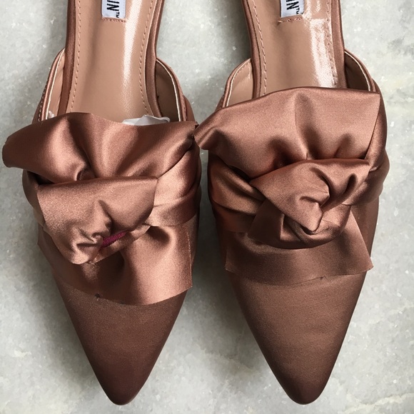 Shoes | Fiona Pink Satin Bow Pointy Toe Mules | Poshmark